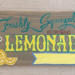 Fresh Lemonade Square Wood Sign Hand Painted Lemon and Hand - Etsy