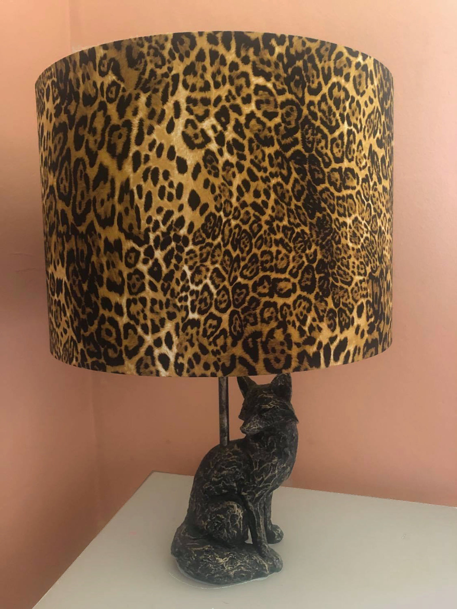 Leopard Print Fabric Drum Lamp Shade. 30cm or 20cm Diameter X 21cm or ...