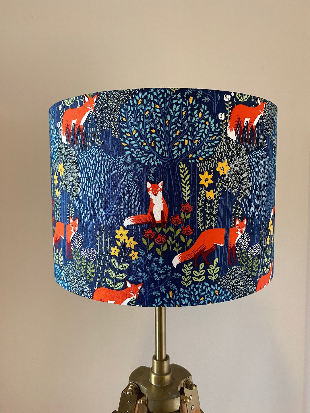 Fox in the Woods Vibrant Red Foxes Drum Lamp Shade. 30cm or 20cm ...