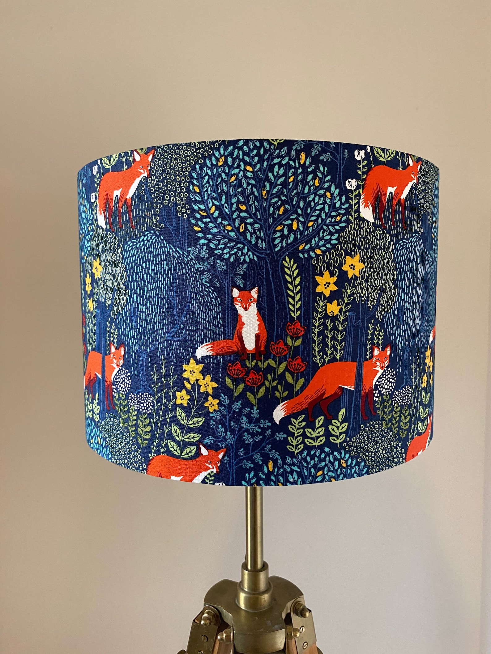 Fox in the Woods Vibrant Red Foxes Drum Lamp Shade. 30cm or 20cm ...