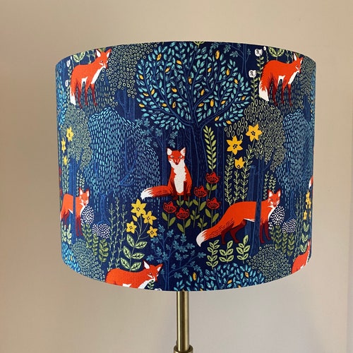 Fox in the Woods Vibrant Red Foxes Drum Lamp Shade. 30cm or 20cm ...