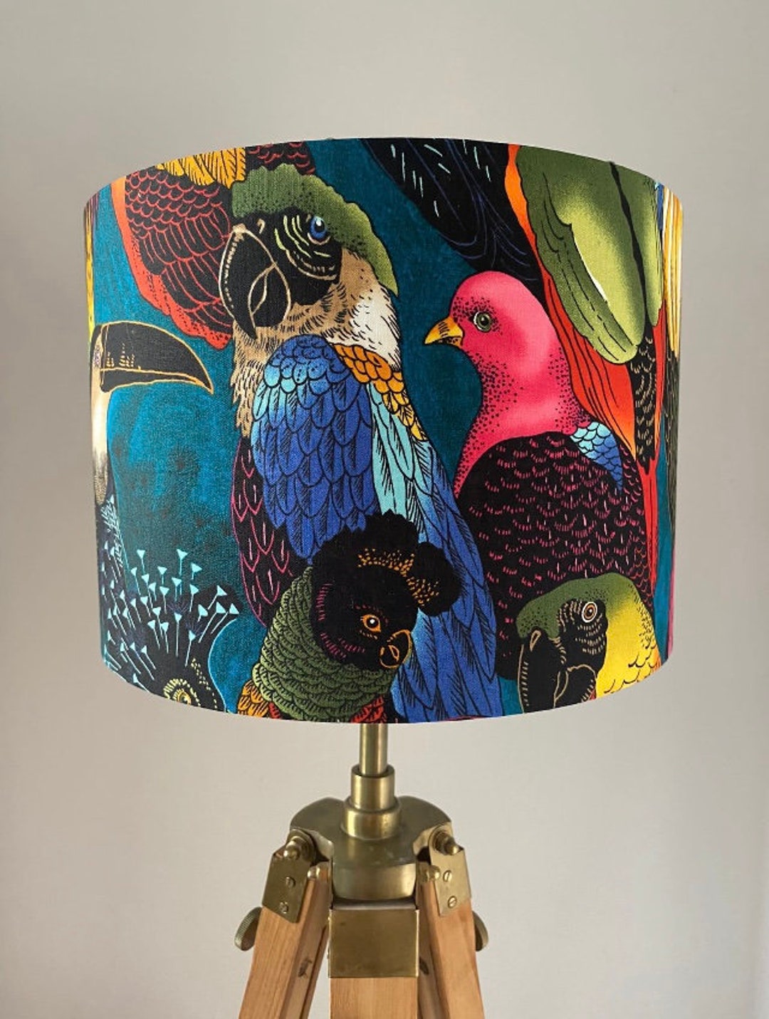 Tropical Birds Lamp Shade. Alexander Henry Cotton Fabric. 30cm or 20cm ...