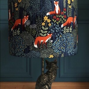 Fox in the Woods Vibrant Red Foxes Drum Lamp Shade. 30cm or 20cm ...