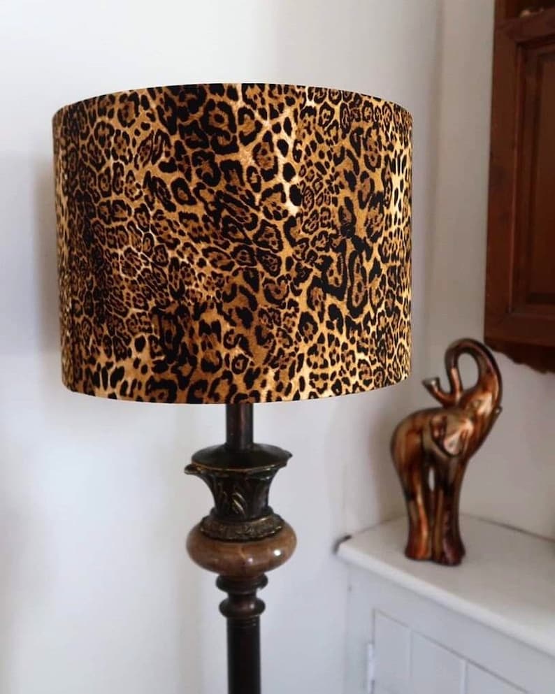 Leopard Print Fabric Drum Lamp Shade. 30cm Diameter X 21cm - Etsy