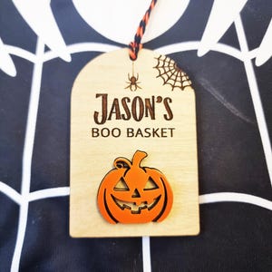 Personalised Boo Basket Tag, Wooden Halloween Gift, Spooky Gift Tag ...