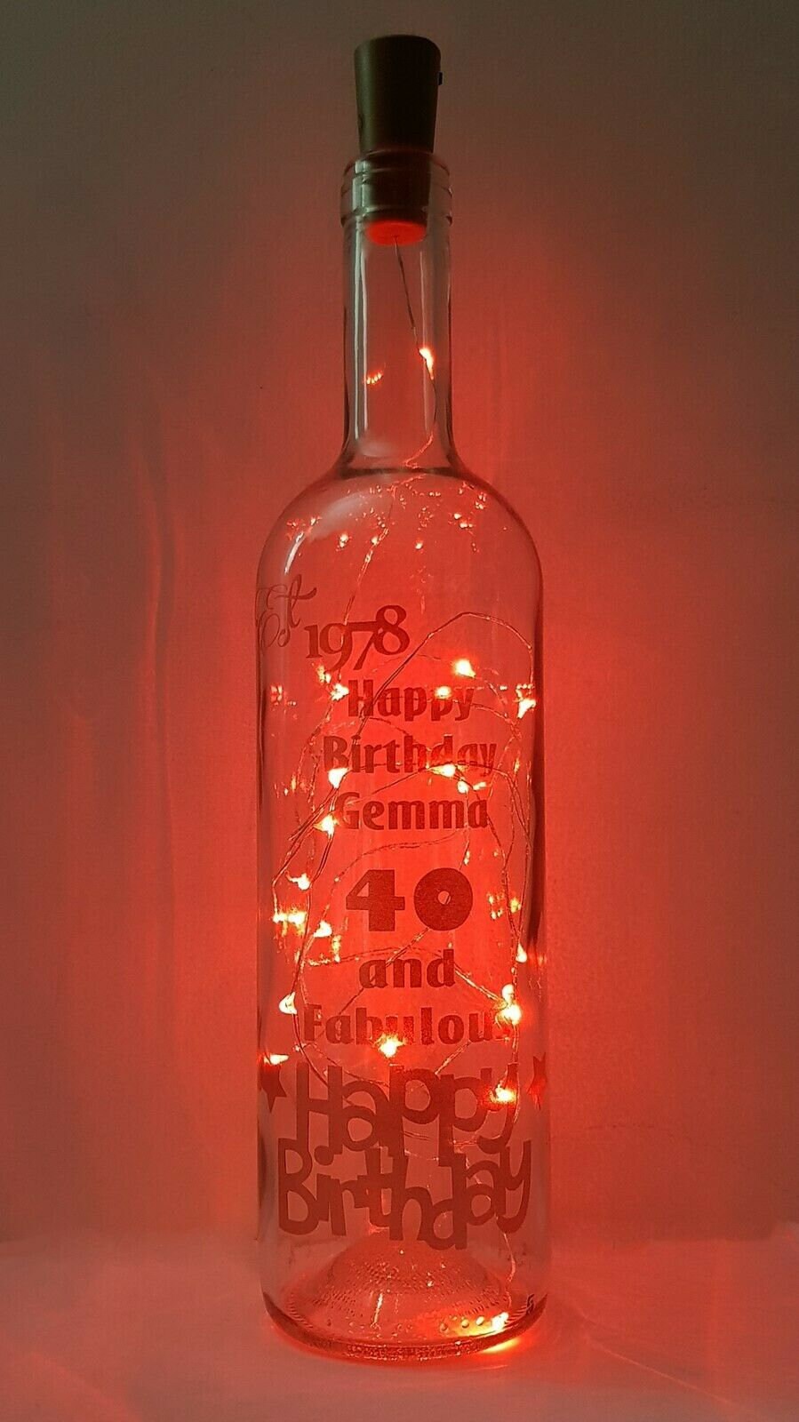 Personalised Birthday Light up Bottle Gift, Happy Birthday, 16th,18th ...