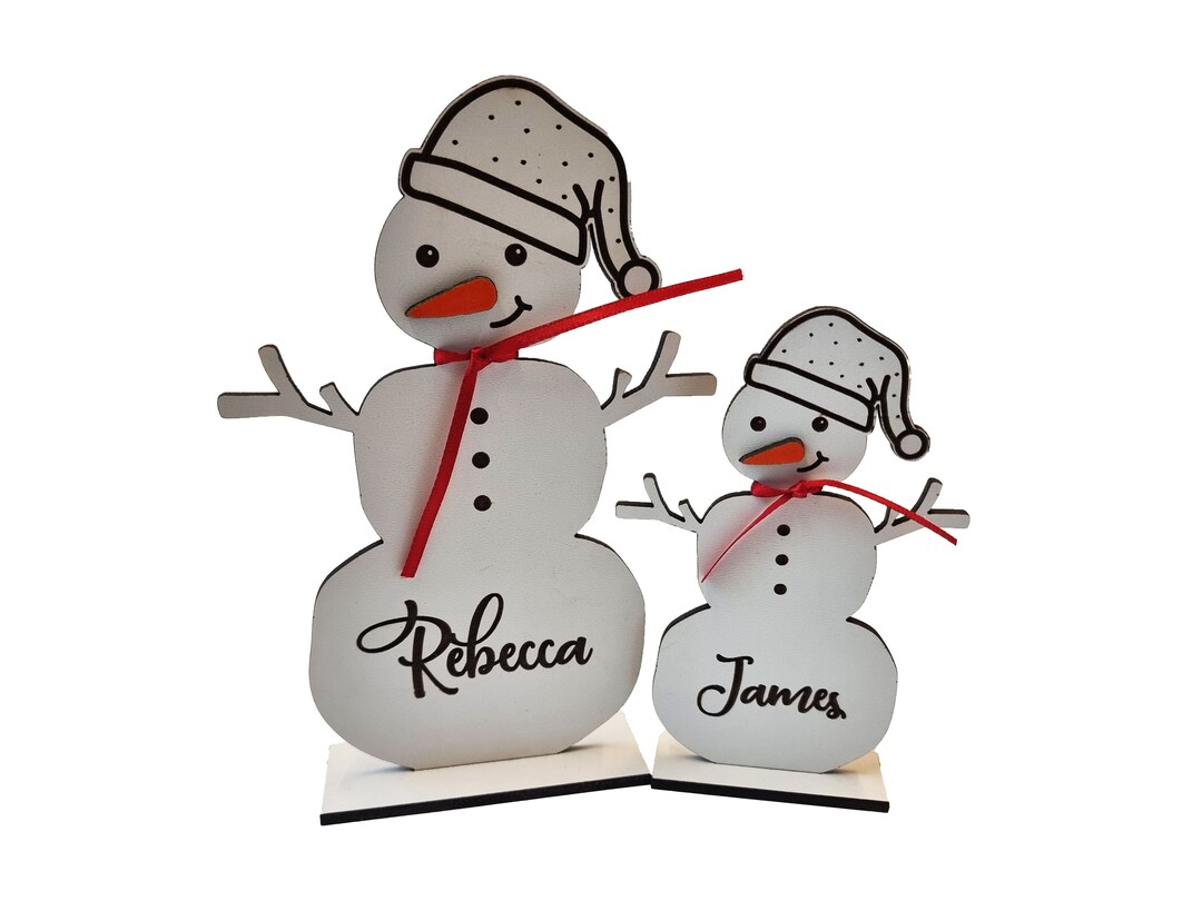 Personalised Freestanding White Snowman, Family Christmas Decoration ...