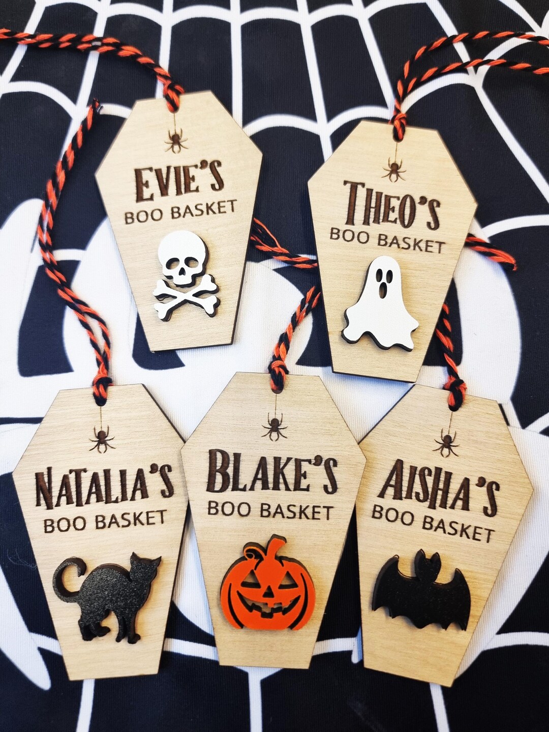 Personalised Boo Basket Tag, Wooden Halloween Gift, Spooky Gift Tag ...