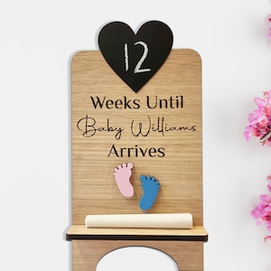 Personalised Baby Countdown Plaque, Engraved Chalk Plaque, Pregnancy ...