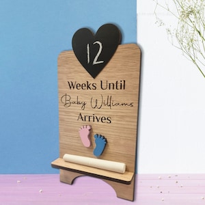 Personalised Baby Countdown Plaque, Engraved Chalk Plaque, Pregnancy ...