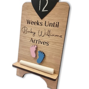 Personalised Baby Countdown Plaque, Engraved Chalk Plaque, Pregnancy ...