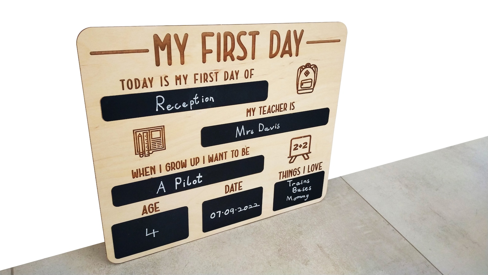 First Day of School Photo Prop Board, Personalised Starting School Sign ...