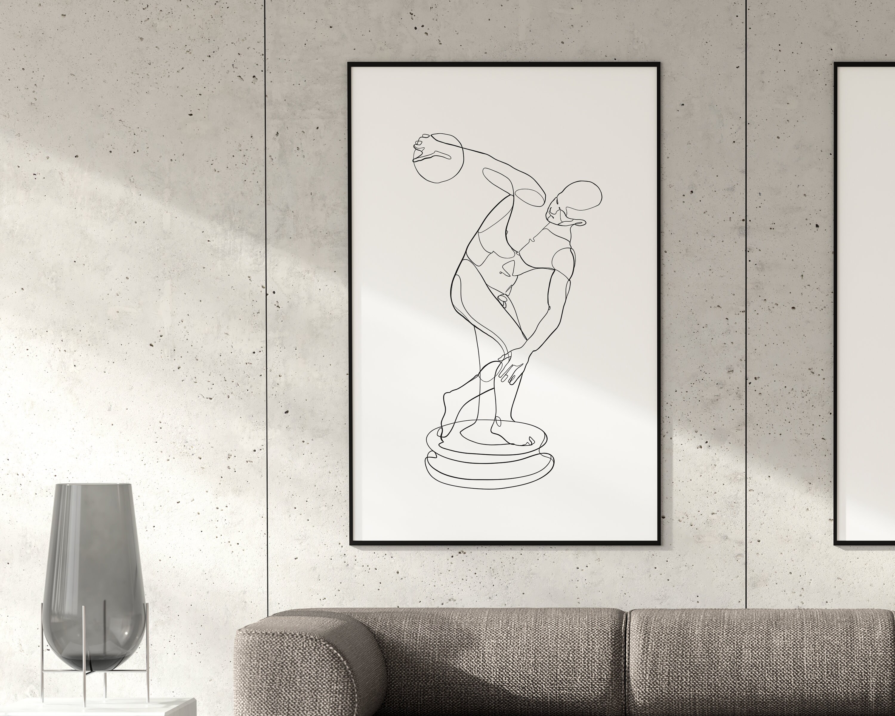 Discobolus Greek Line Art Minimalist Print Greek Statue Print - Etsy