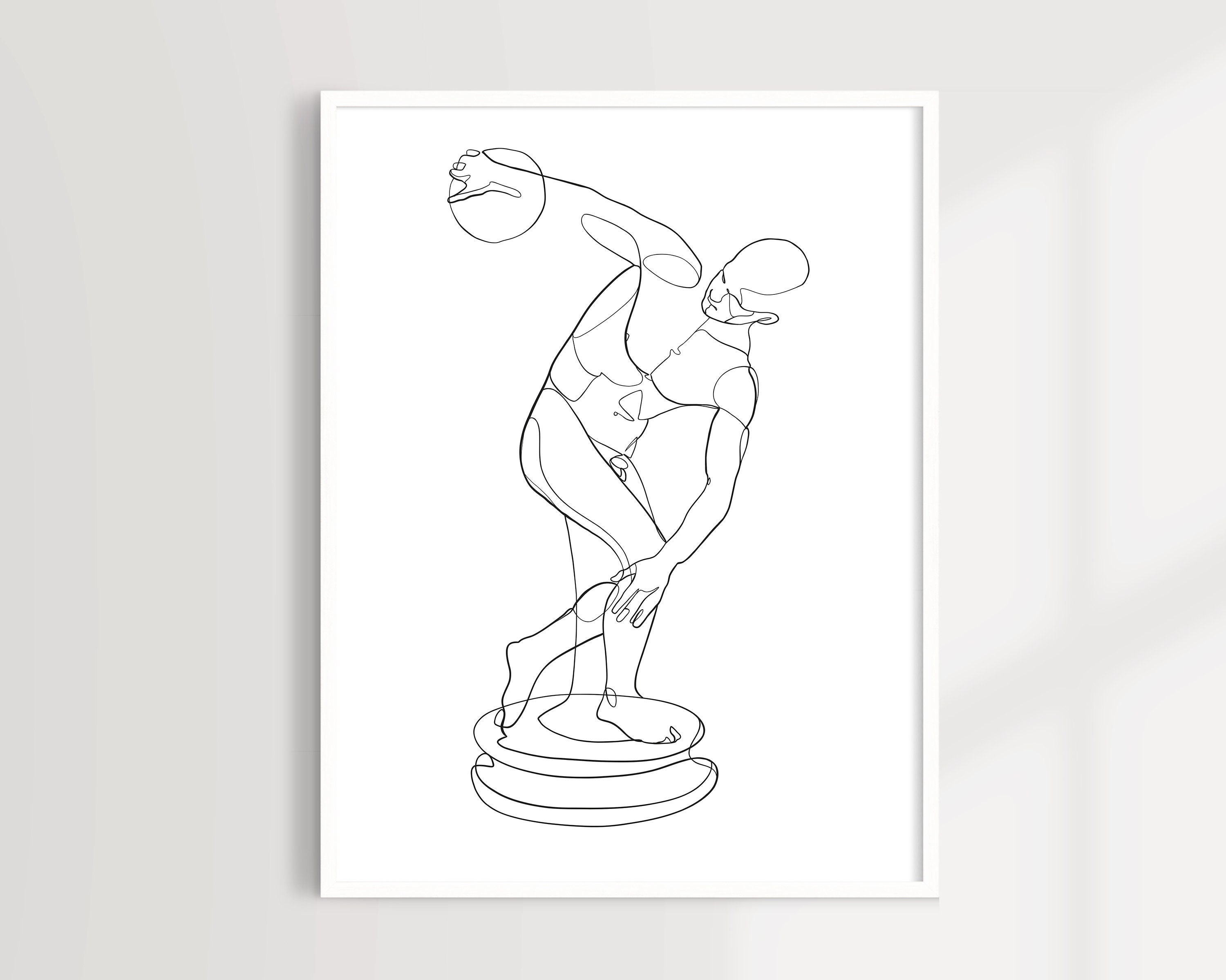 Discobolus Greek Line Art Minimalist Print Greek Statue Print - Etsy