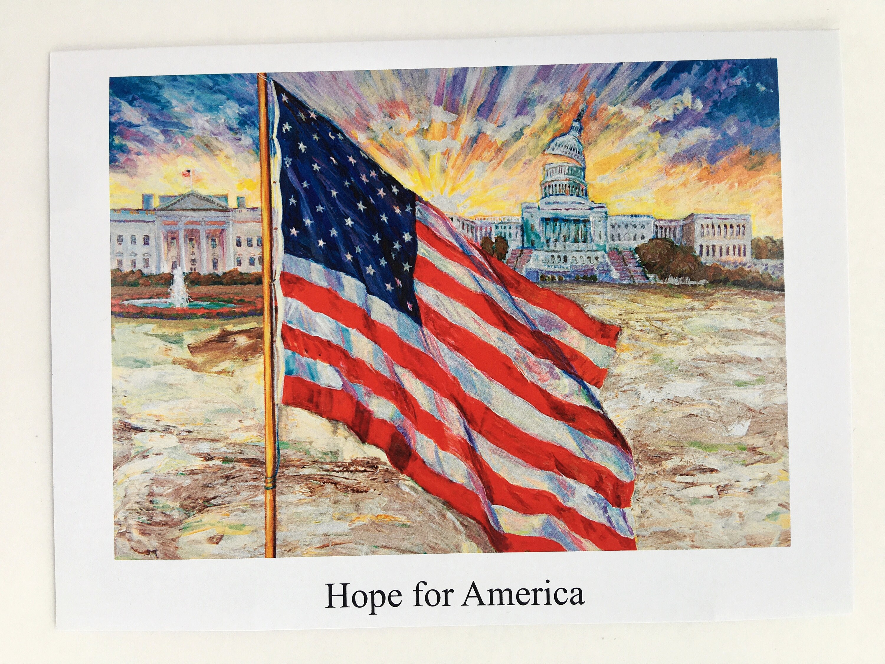 Patriotic Note Cards With Envelopes | "hope for America" 5.5 X 7.5 ...