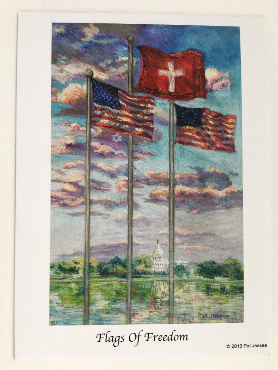 Patriotic Note Cards With Envelopes | "flags of Freedom" 5.5 X 7.5 ...