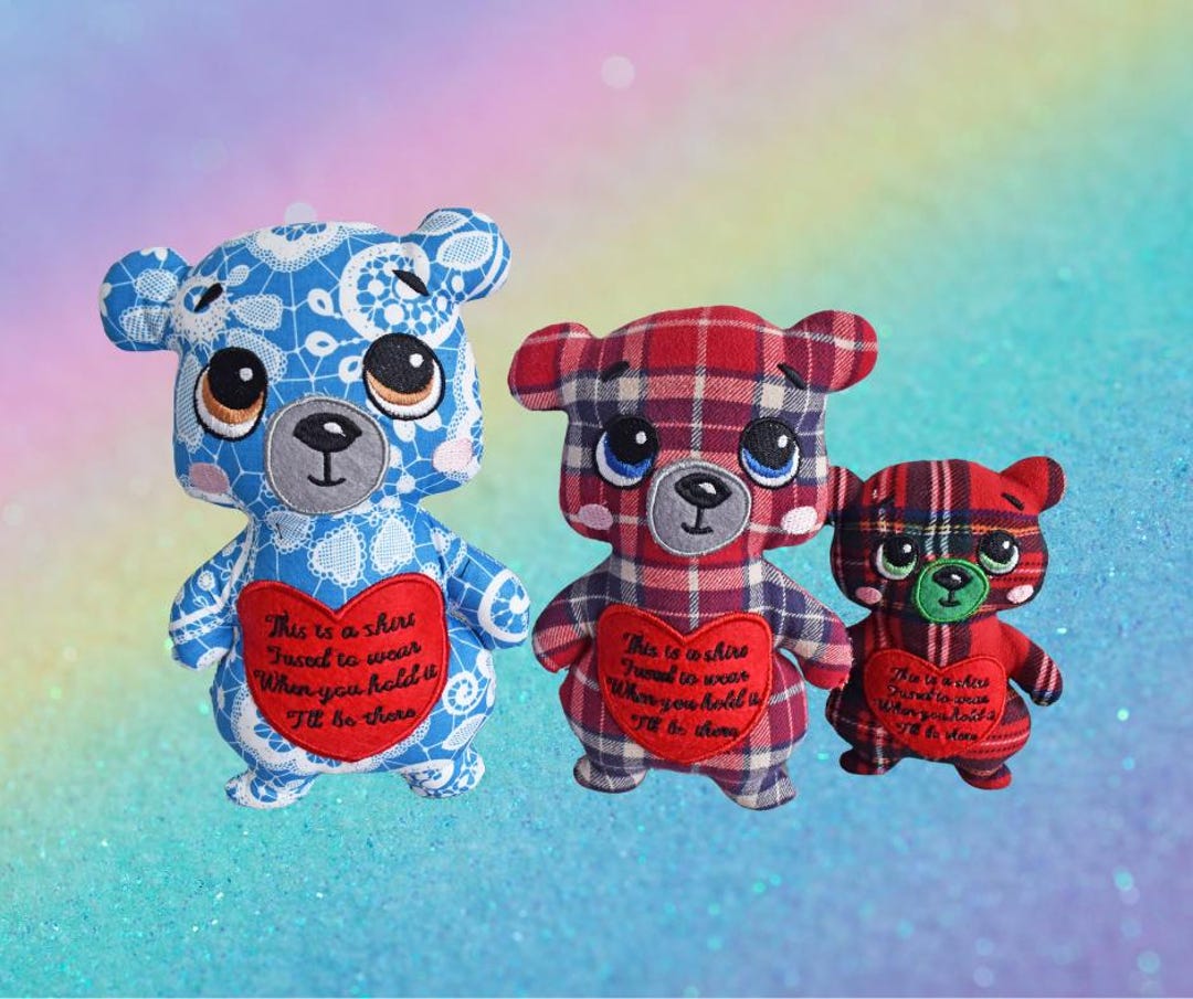 Memory Bear ITH Machine Embroidery Design Stuffie 5x7, 6x10 , 7x12, 8x8 ...