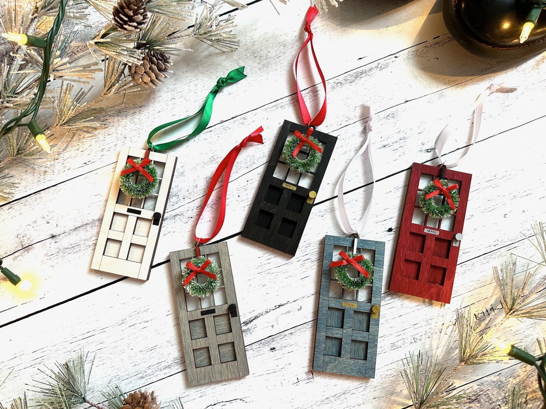 Personalized Mini Door Christmas Ornament - Wood & Acrylic - Etsy