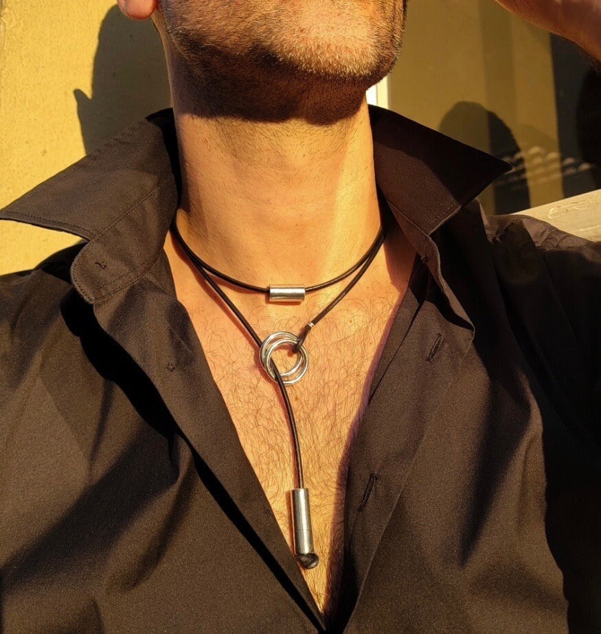 Men's Leather Necklace. Choker for Men. Modern Jewel for Him. - Etsy