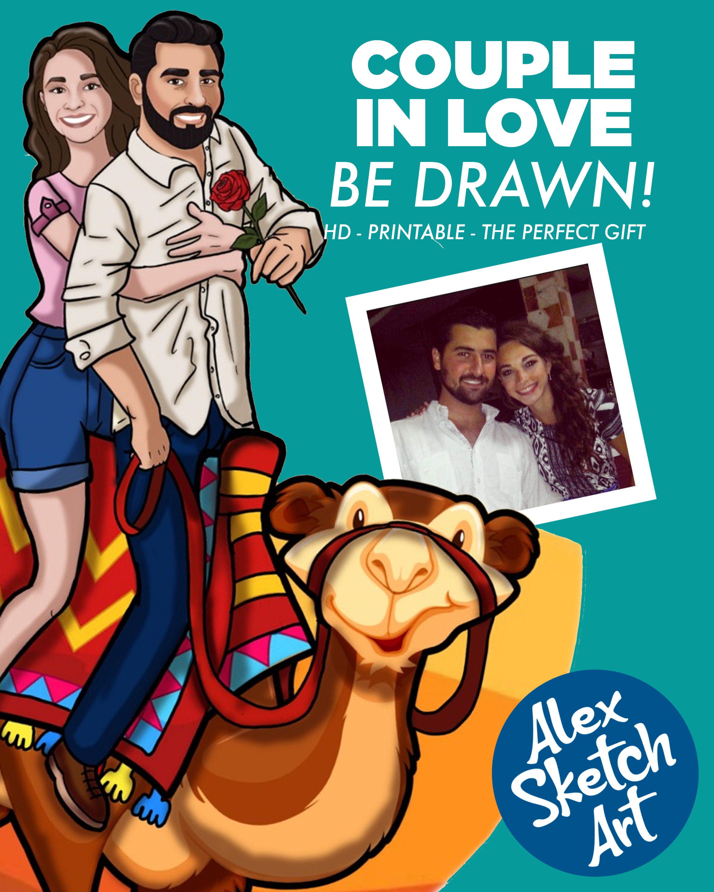 Couple In Love Drawing cartoon character design caricature | Etsy