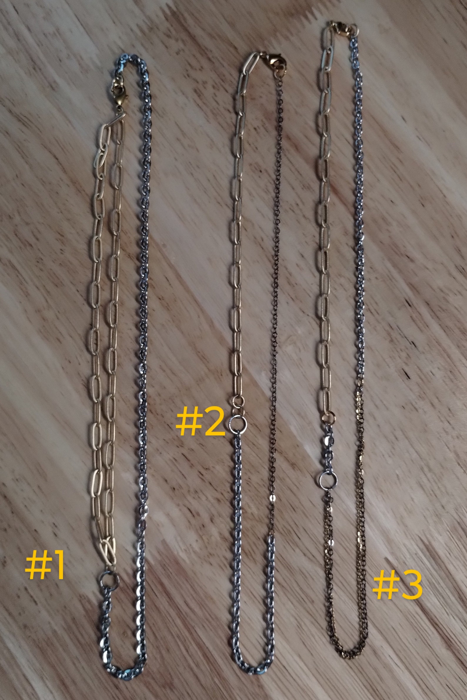 Mixed Metal Chains and Link Bracelets Layering Jewelry Gold and Silver ...