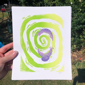 Snail and Slug Lino Prints 'eternal Slime' - Etsy