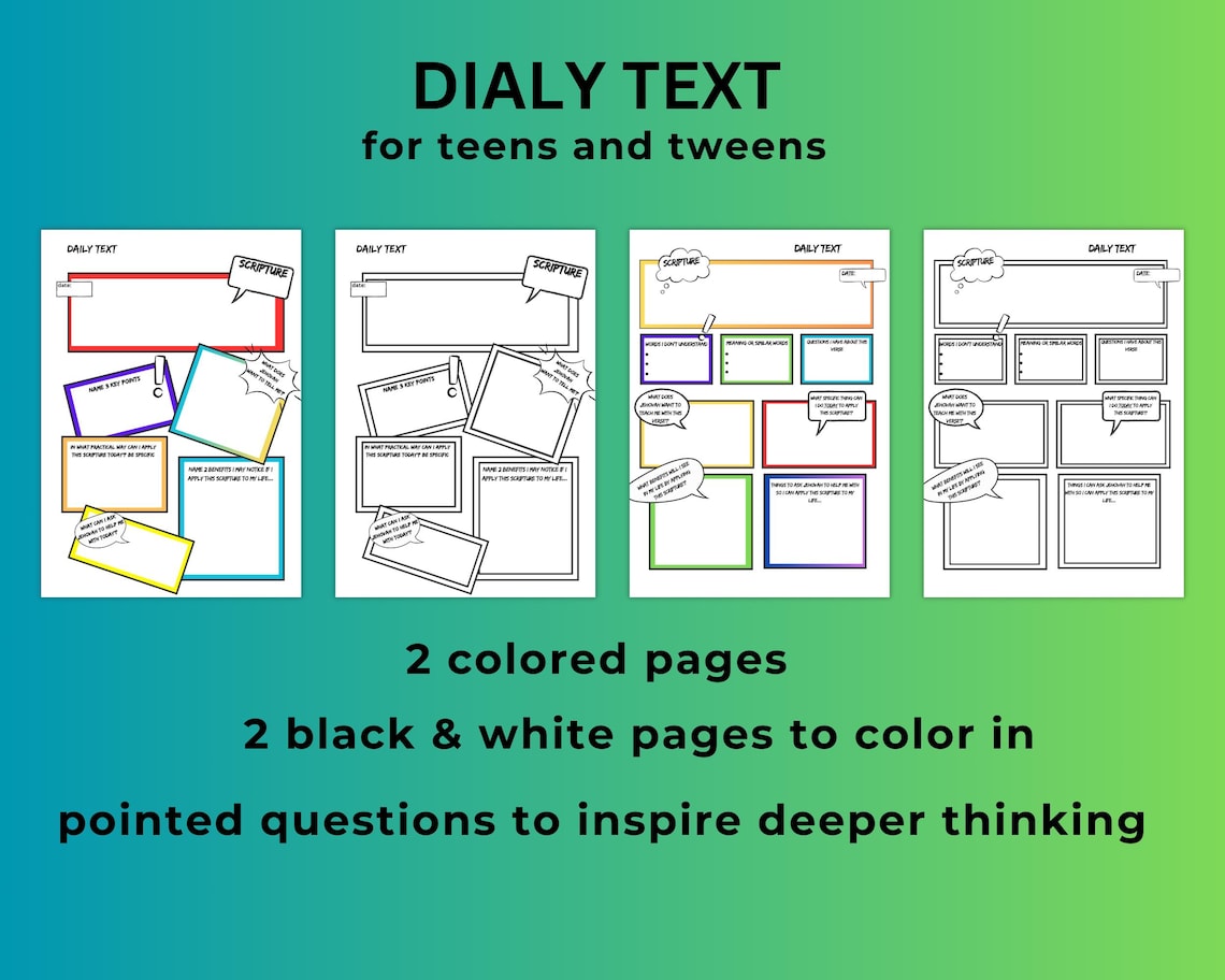 JW Daily Text Notes Teens Tweens meditate and Apply the Daily Text - Etsy