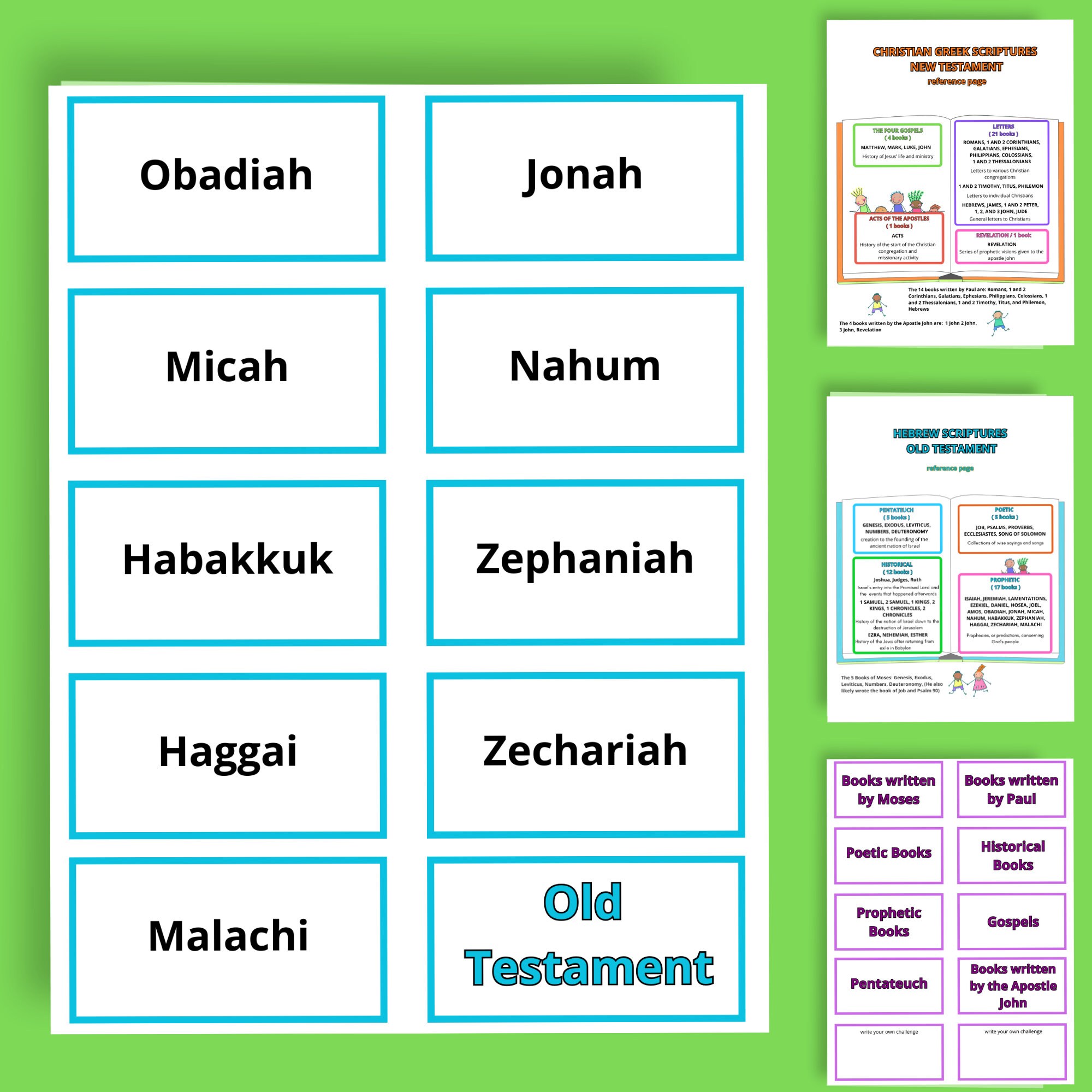 Books of the Bible Sorting Cards, Bible Memory Cards, Family Worship ...