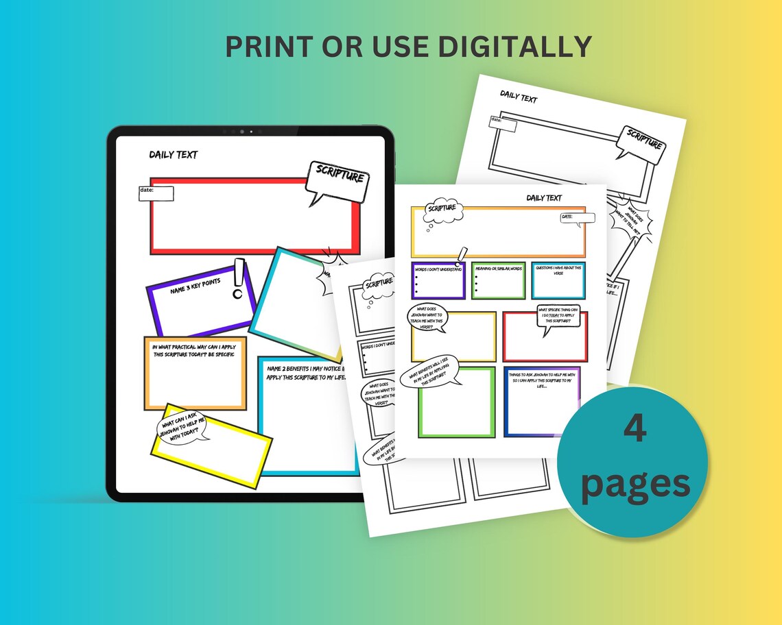 JW Daily Text Notes Teens Tweens meditate and Apply the Daily Text - Etsy