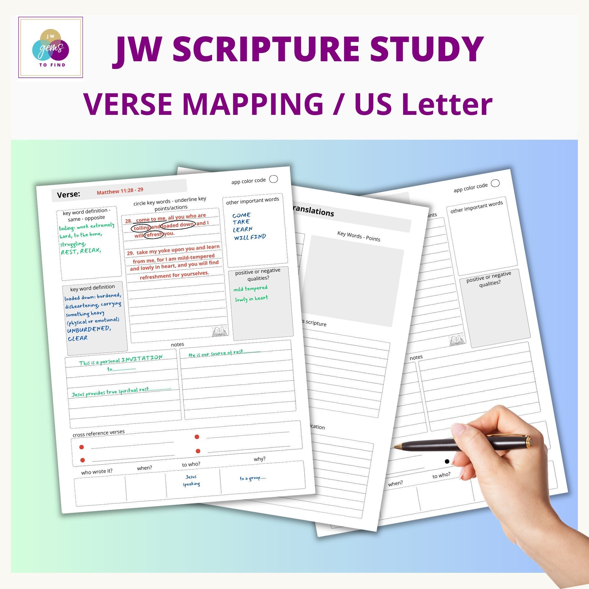 JW Bible Reading, JW Personal Study, Verse Study, Verse Mapping ...