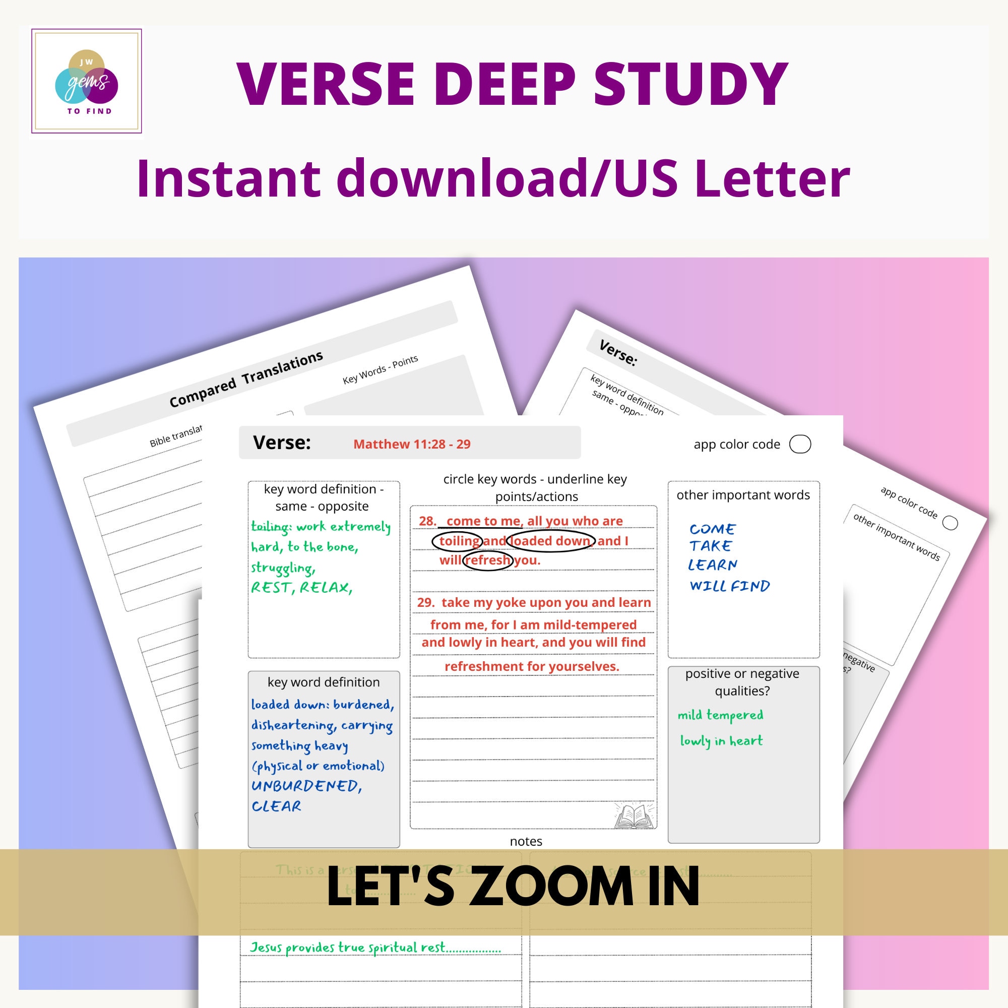 JW Bible Reading, JW Personal Study, Verse Study, Verse Mapping ...