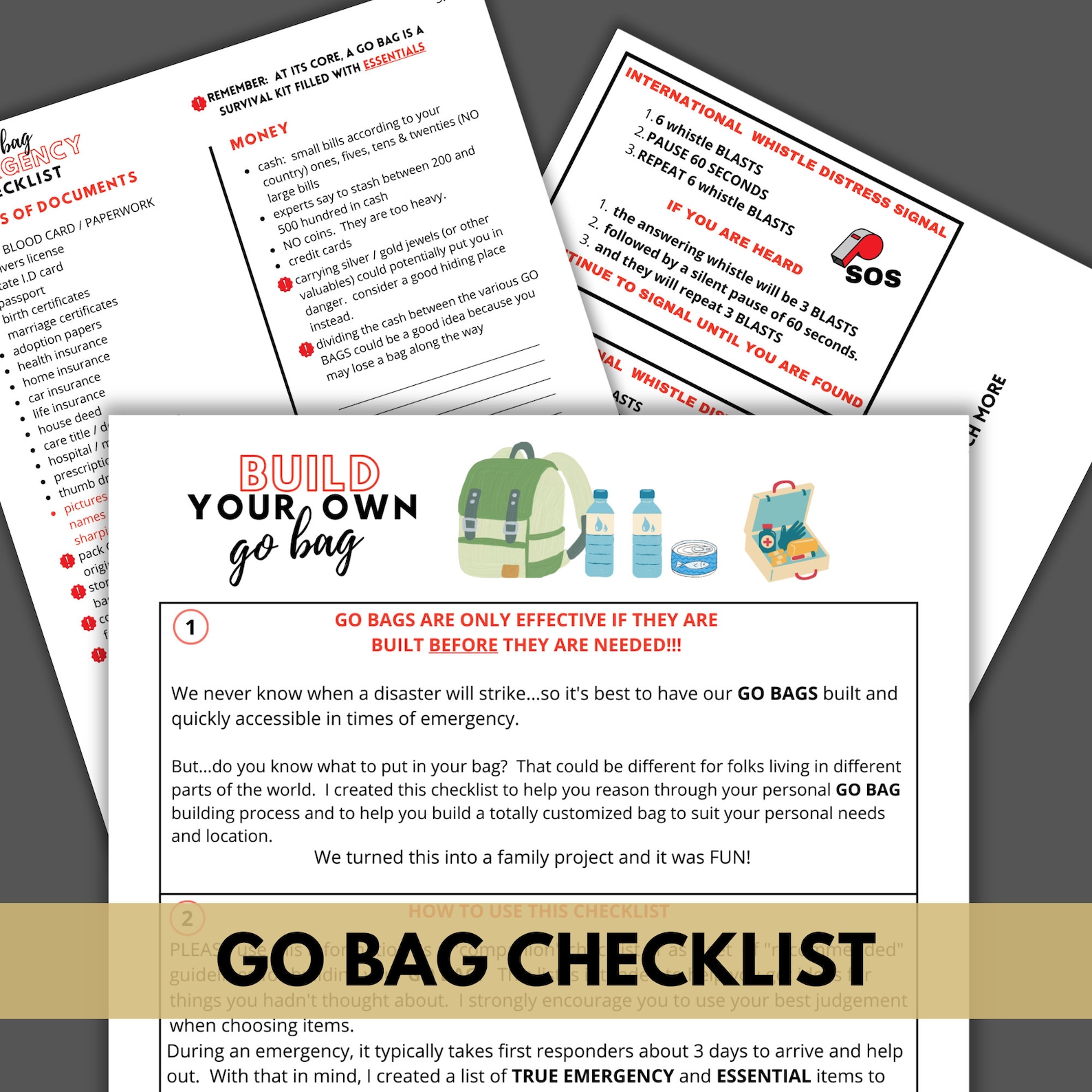 JW GO BAG - Printable Emergency Go Bag Checklist - Disaster Prep ...