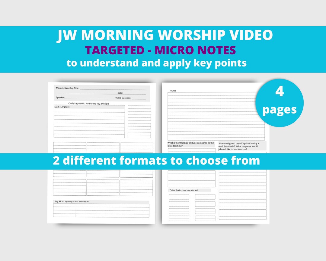 JW Personal Study, JW Bible Study, JW Morning Worship Video Notes ...