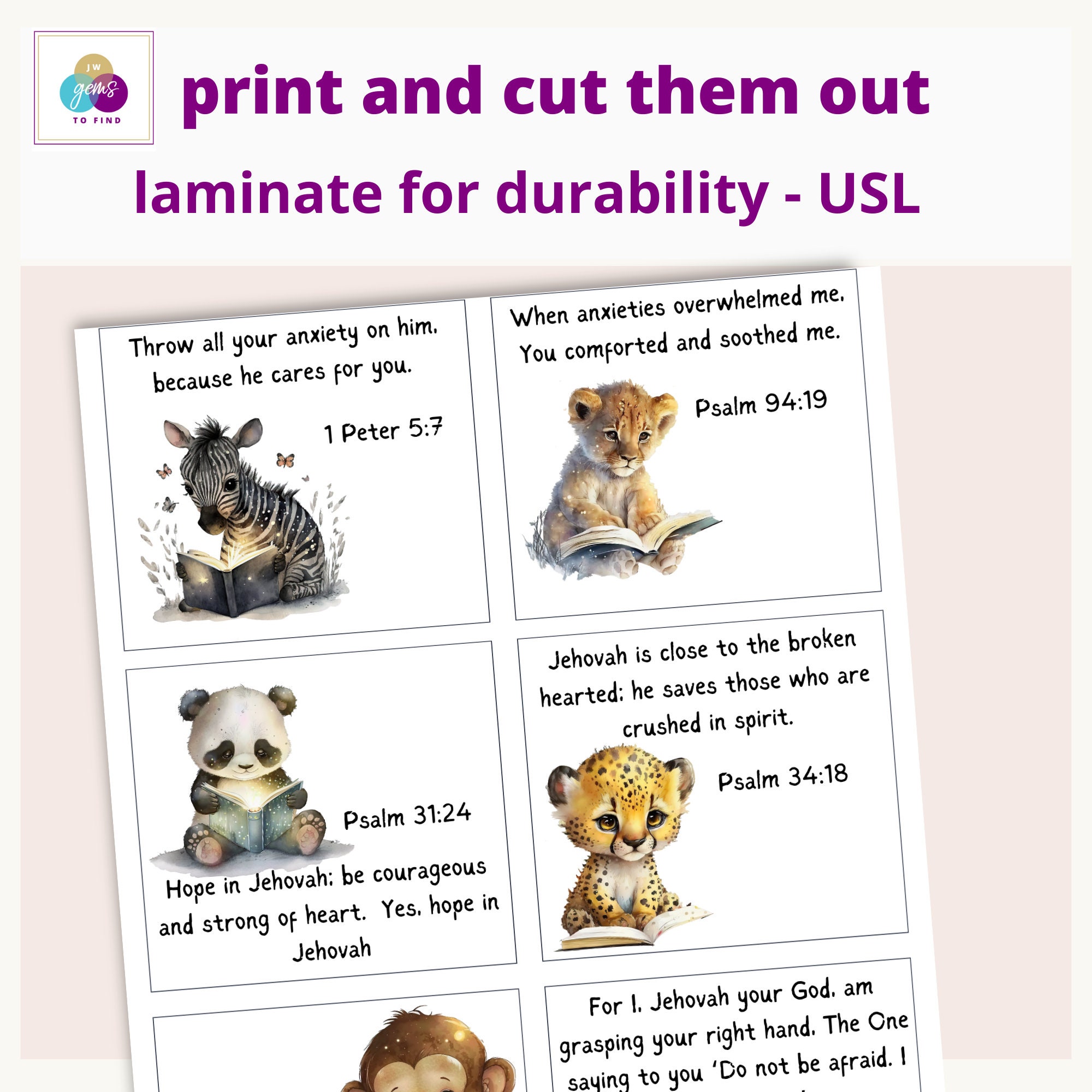 Printable Scripture Cards for Young Children With Fear and - Etsy