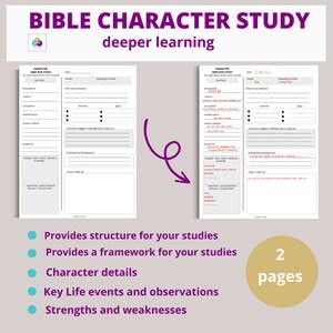 JW CHARACTER Bible Study, Personal Study Worksheets, Bible Character ...