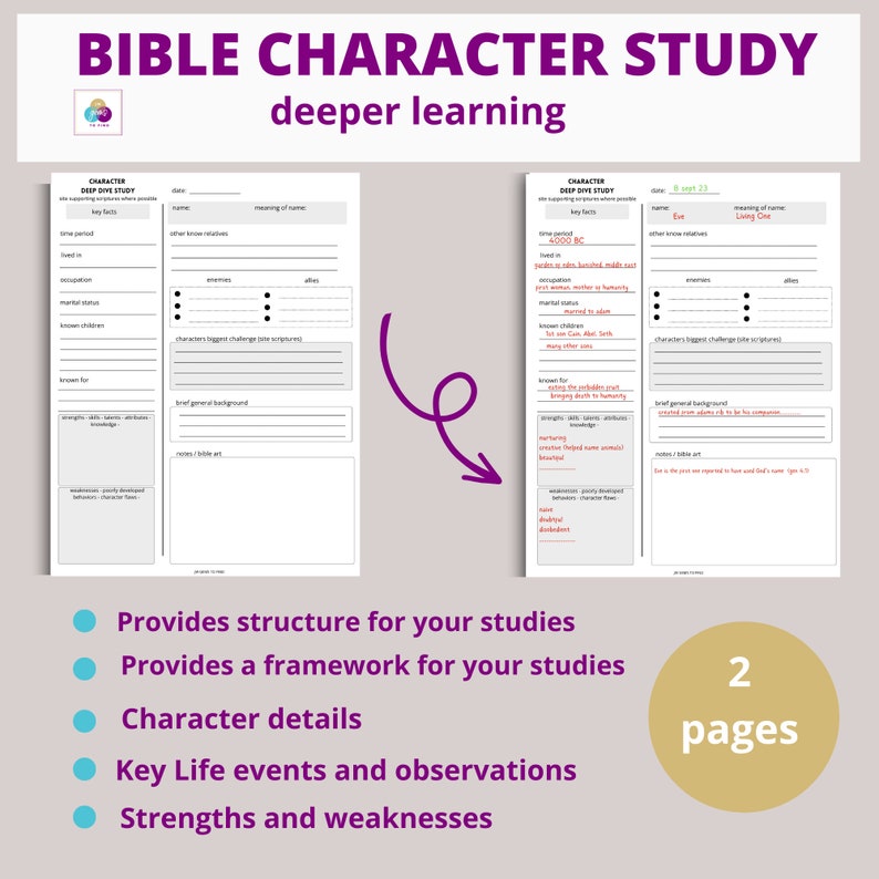 JW CHARACTER Bible Study, Personal Study Worksheets, Bible Character ...