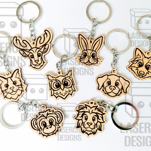 Cute Animal Keychains - Laser Cut Files - SVG+DXF+PDF - Glowforge Files ...