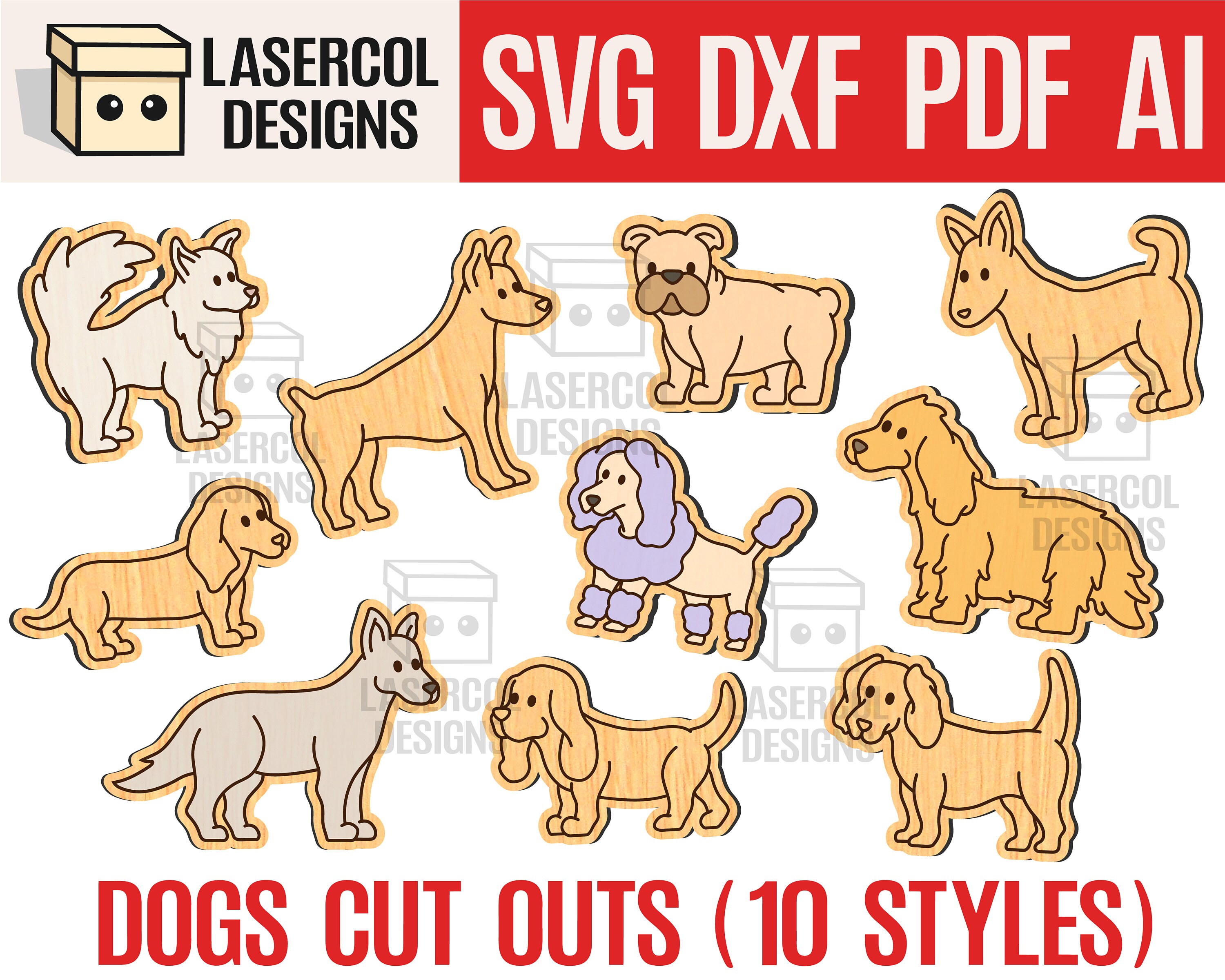 Dogs Cut Outs Laser Cut Files Svgdxfpdfai Glowforge - Etsy Canada