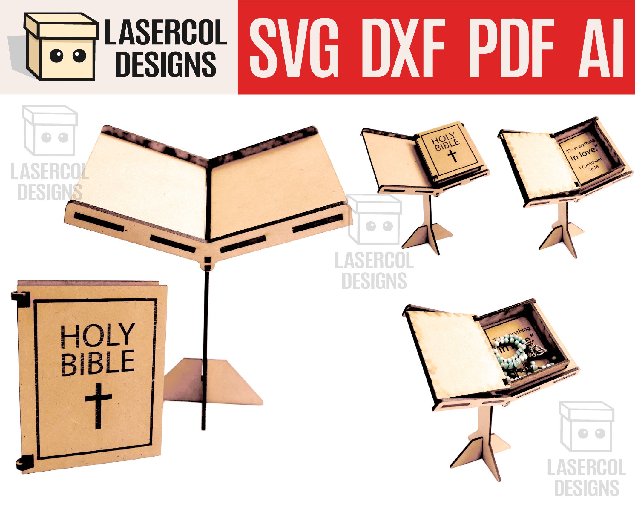 Bible Box With Stand Laser Cut Files Svgdxfpdfai | Etsy Australia