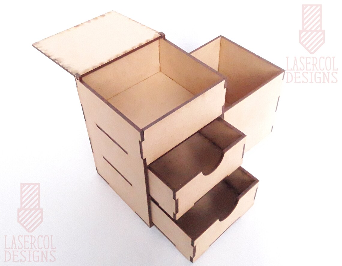Desk Organizer with drawers Laser Cut Files SVGDXFPDFAi | Etsy