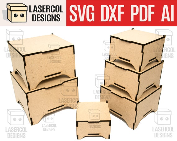 Boxes 6 Sizes Set 6 Laser Cut Files Svgdxfpdfai | Etsy