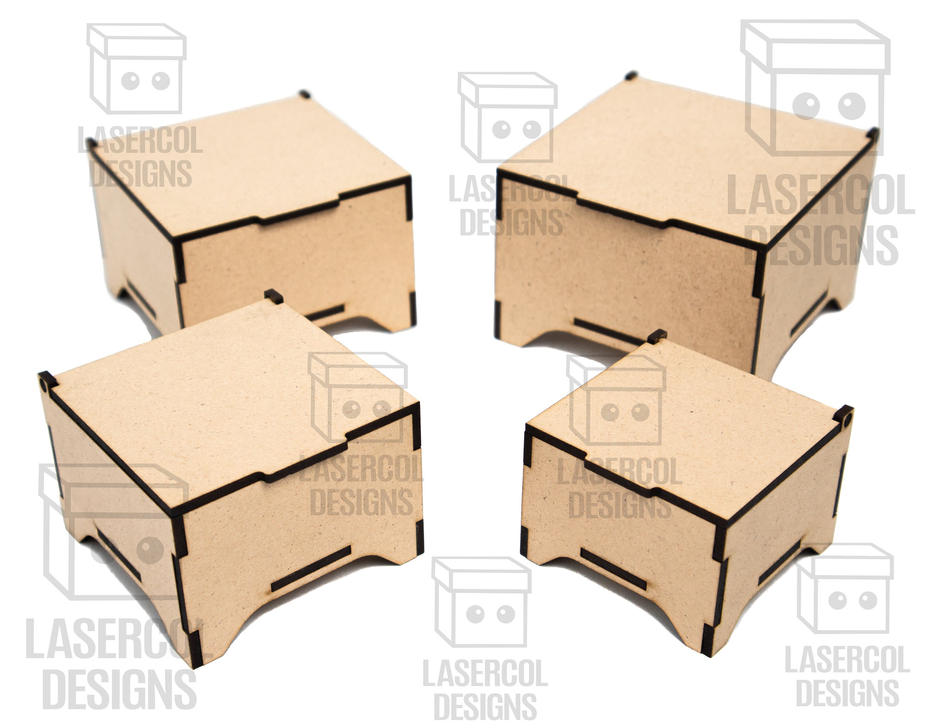 Boxes 6 Sizes Set 6 Laser Cut Files Svgdxfpdfai | Etsy
