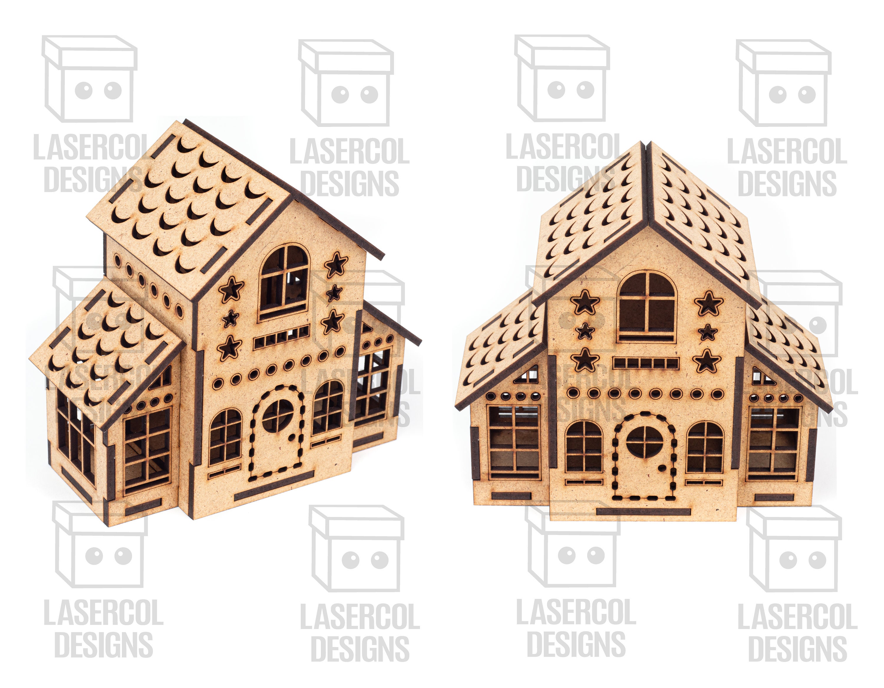 Christmas Houses Set 2 5 Styles Laser Cut Files - Etsy
