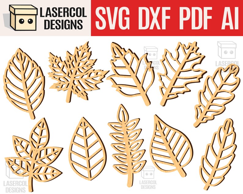 Leaves Cut Outs Laser Cut Files SVGDXFPDFAi Glowforge - Etsy 日本
