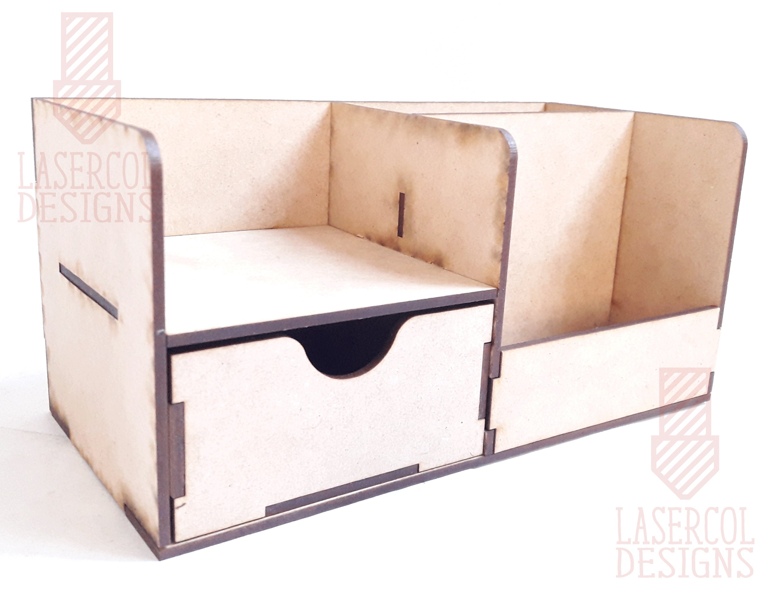 Desk Organizer with drawer Laser Cut Files SVGDXFPDFAi | Etsy