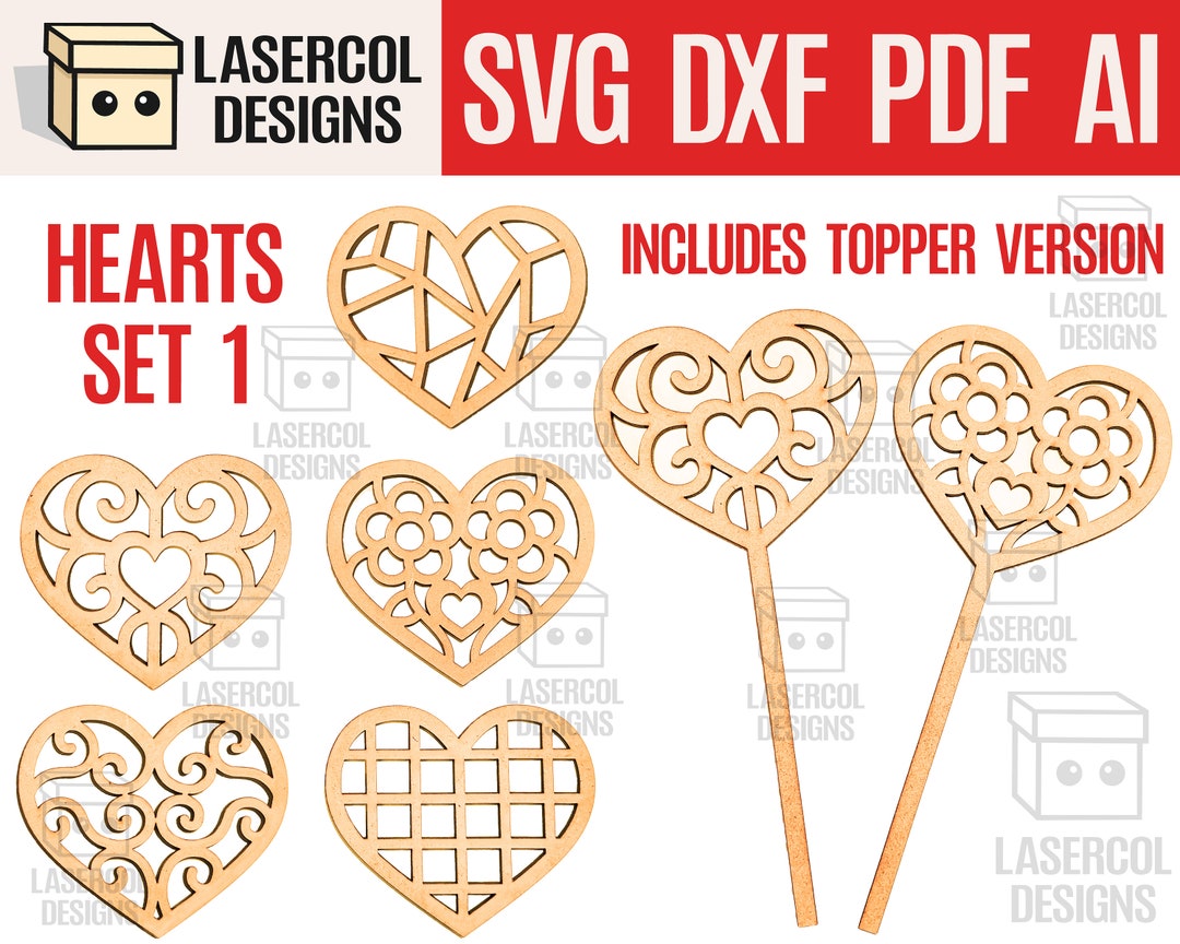 Hearts Set 1 Valentine's Day Gift Laser Cut Files - Etsy