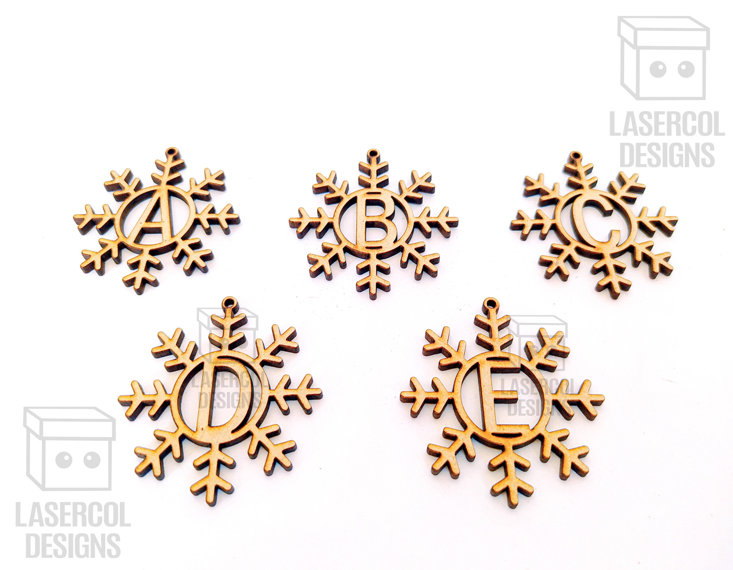Monogram Snowflake Christmas Ornament Laser Cut Files - Etsy