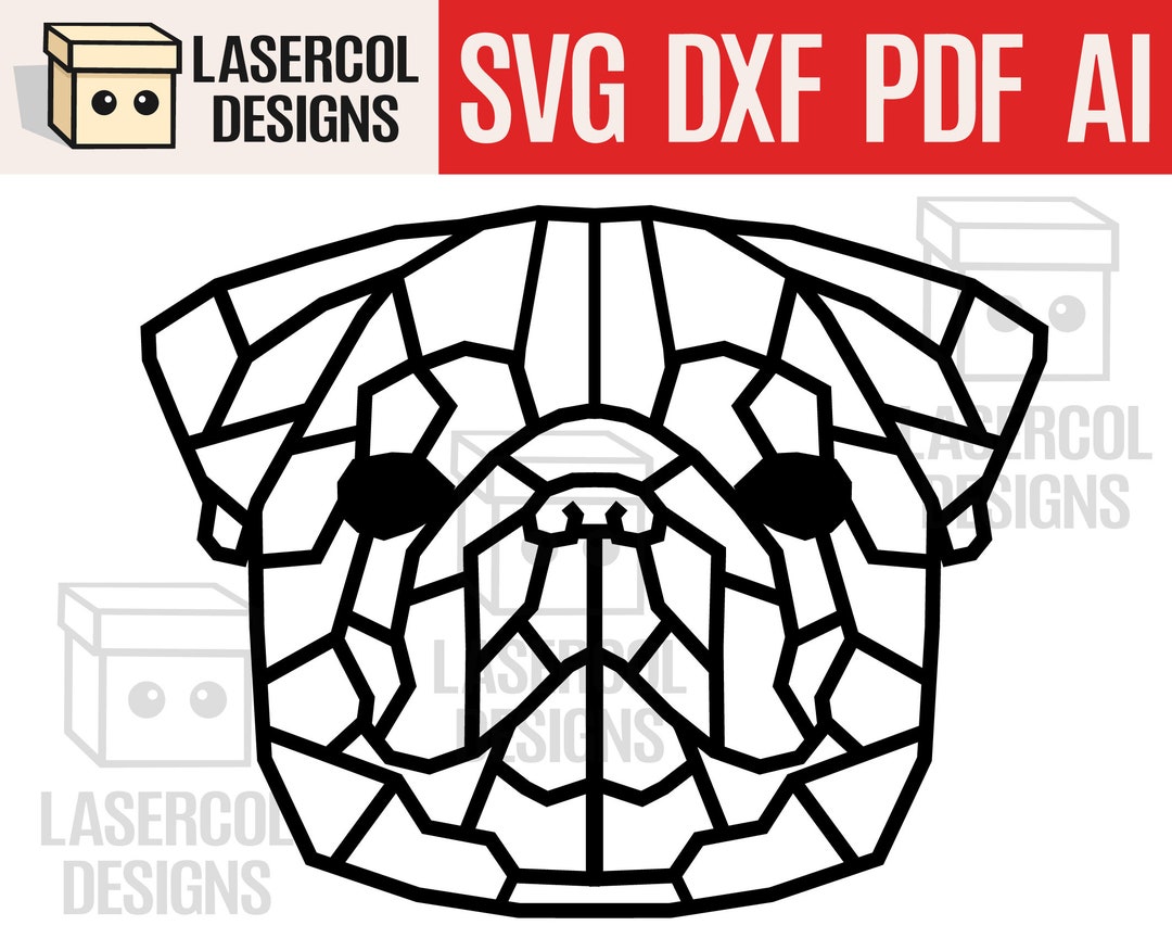 Geometric Pug Dog Laser Cut Files Glowforge Files Svgdxfpdfai Instant ...