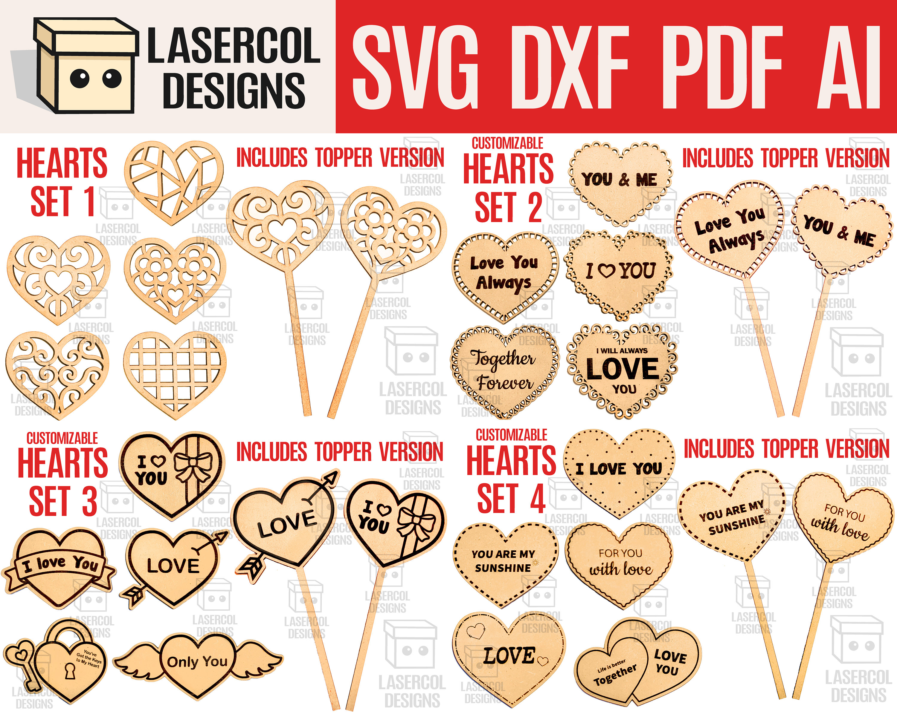 12 Designs Hearts SVG Bundle Heart Laser SVG Cut Files Art ...