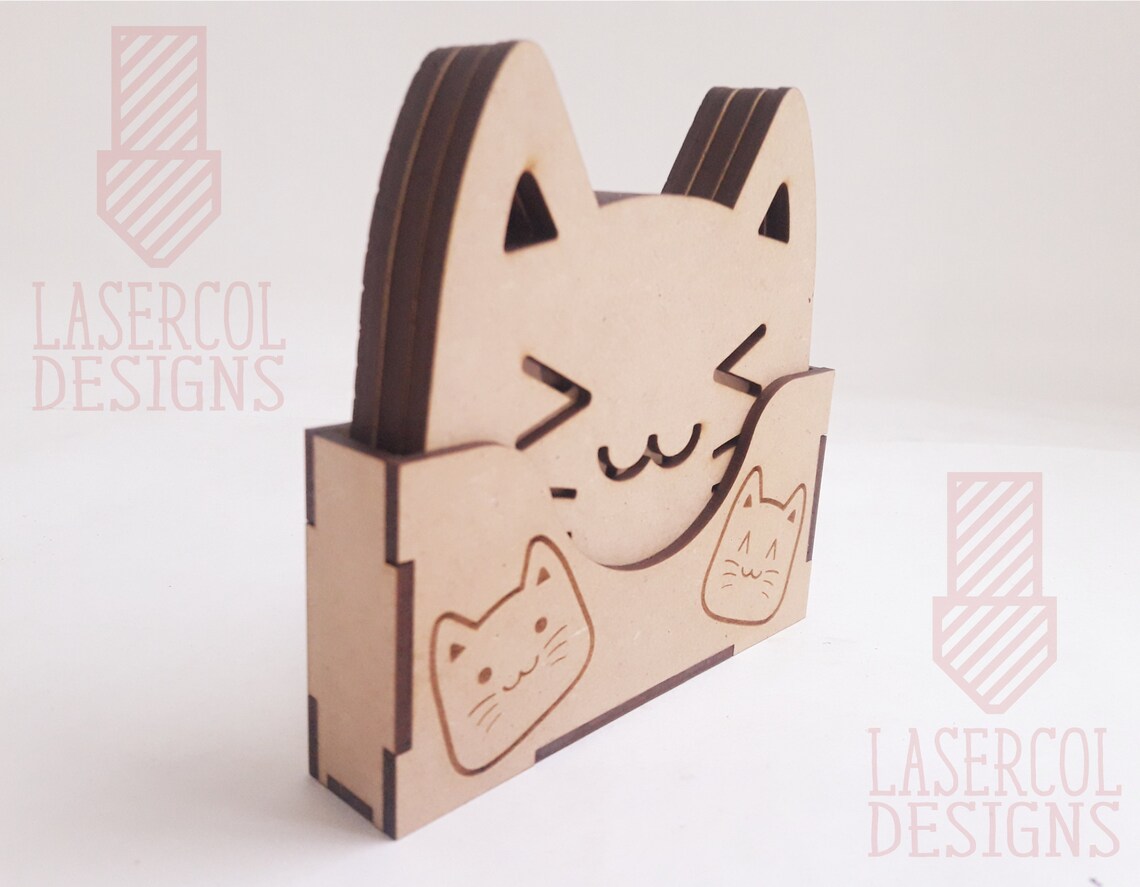 Cute Cat Coasters 6 Set 2 Laser Cut Files SVGDXFPDFAi | Etsy